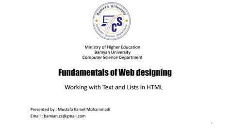 Web Design Working With Text And Lists In Html Pptx