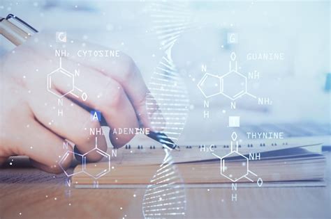 Premium Photo Mans Hands Working With Notes Background Genetic