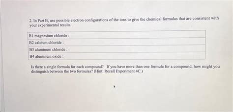 Solved 2 In Part B Use Possible Electron Configurations Of