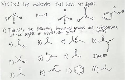 Solved 2) Circle the molecules that have net dipdes. H−Cl 3) | Chegg.com