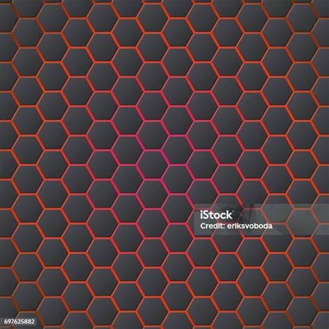 넓어짐 푸른 전기 조명 3d 육각형 원활한 배경을 추상화합니다 붉은 배경에 메탈 릭 육각형입니다 표지 포스터 배너 및 기타에 대 한 서식 파일 배경 초점에 대한 스톡 벡터