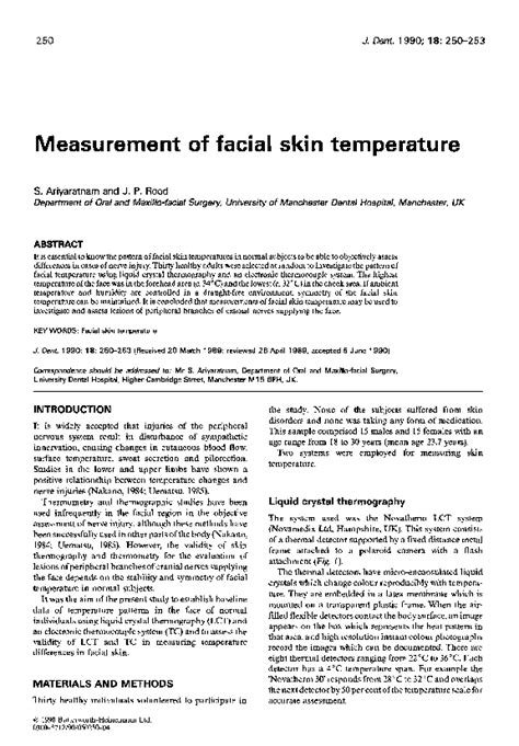Pdf Measurement Of Facial Skin Temperature Senathirajah Ariyaratnam
