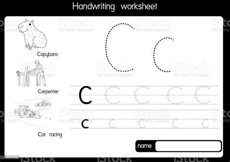 알파벳 문자 C 어퍼 케이스 또는 영어 학습 연습 Abc를위한 대문자와 흑백 벡터 그림 교육에 대한 스톡 벡터 아트 및 기타