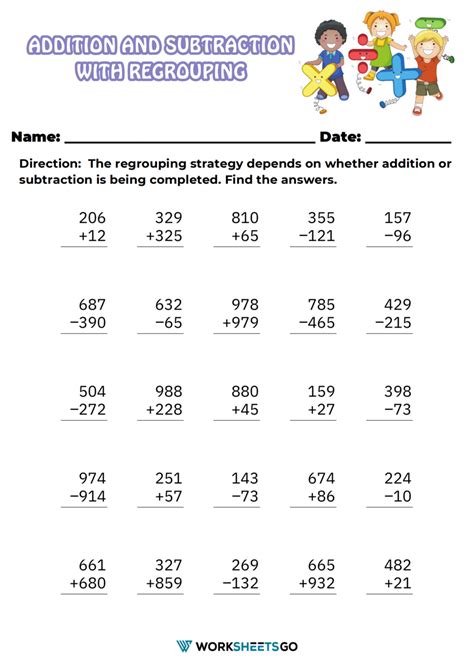Adding And Subtracting With Regrouping Worksheet Worksheetsgo