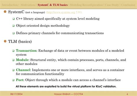 Ppt Transaction Level Modeling Of Reconfigurable Soc Hardware