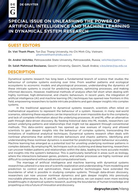 Pdf Special Issue On Unleashing The Power Of Artificial Intelligence And Machine Learning In