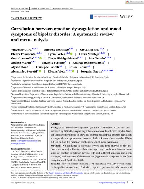 Pdf Correlation Between Emotion Dysregulation And Mood Symptoms Of Bipolar Disorder A