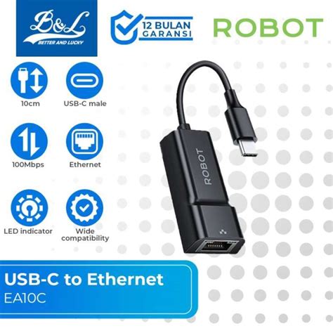 Promo Robot Ea10c Converter Usb Type C To Ethernet Lan Rj45 Adapter 100mbps Diskon 37 Di Seller