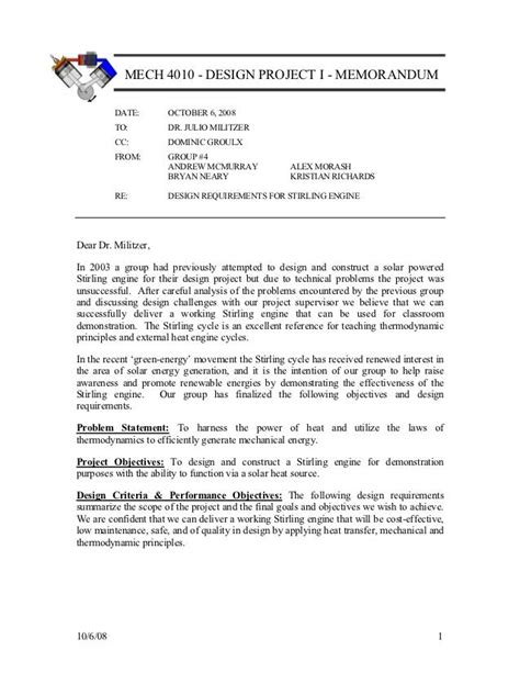 Design Requirements Memo