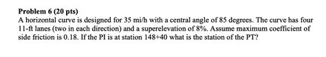 Solved Problem Pts A Horizontal Curve Is Designed For Chegg
