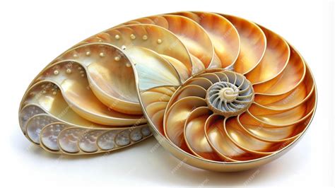 Nautilus Shell Cross Section Symmetry Spiral Fibonacci Sequence Half