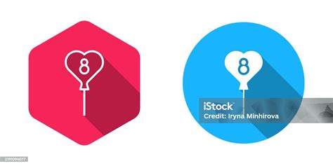 채우고 윤곽선 풍선 8 3 월 아이콘은 긴 그림자 배경으로 격리되어 있습니다 벡터 0명에 대한 스톡 벡터 아트 및 기타 이미지 0명 3월 8 Istock