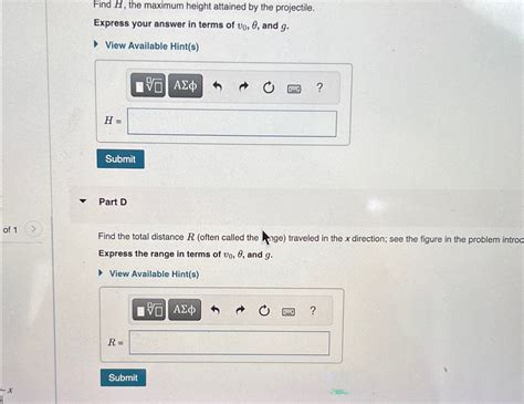 Solved Find H The Maximum Height Attained By The Chegg