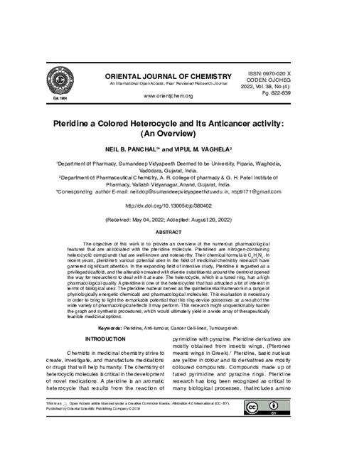 Pdf Pteridine A Colored Heterocycle And Its Anticancer Activity An