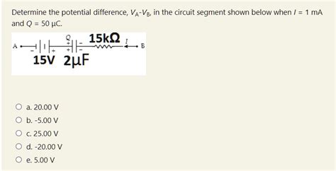solved determine the potential difference va vb in the circuit