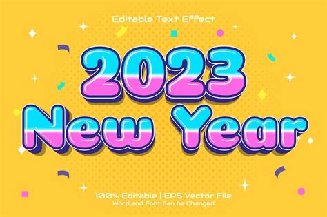 Premium Vector Happy New Year Text Effect Editable 3d Cartoon Style