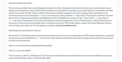 Solved Synchronized Dancing Anyone This Exercise Uses Data