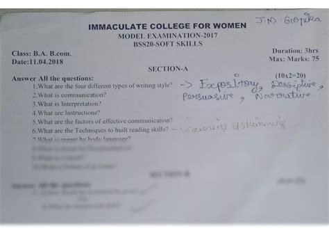 SOLUTION Soft Skills Model Exam Question Paper Studypool