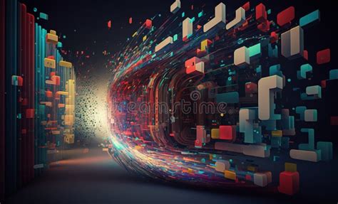 Big Data Artificial Intelligence And Quantum Computing Concept Generative AI Stock Image