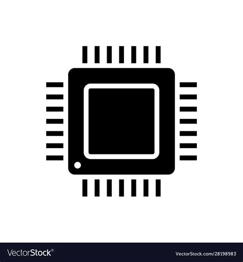 computer processor black glyph icon on white vector image