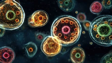 A Stunning Image Of Microscopic View Of Cells Dividing And Multiplying
