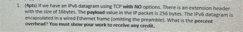 Solved 4pts ﻿if We Have An Ipv6 ﻿datagram Using Tcp With
