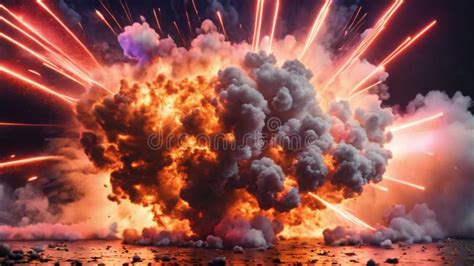 Exploding Fireball With Smoke And Sparks On Green Screen Stock Video