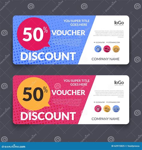 Discount Voucher Design Template With Colorful Stock Vector