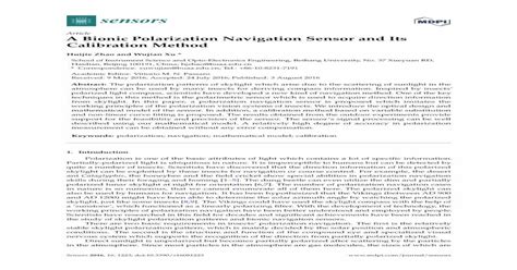 pdf a bionic polarization navigation sensor and its calibration