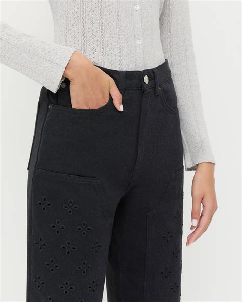 Demi Black Embroidered Pant Bottoms Apparel