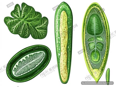 Ai创作图叶脉 细胞结构 植物解剖 叶片 绿色 自然 生长 叶子 植物学 生物学 科学插图 详细视图 横截面 植物组织 叶绿素 叶柄 叶基 昵图网