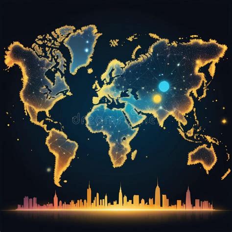 Ai Generated Luminous Web Of Humanity A World Map Of Glowing