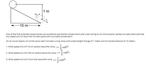 Solved 1 M 10 M One Of The First Kinematic Experiments We