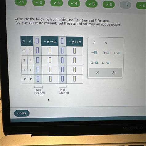 [free] Complete The Following Truth Table Use T For True And F For