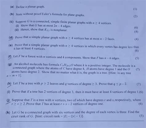 Solved A Define A Planar Graph B State Without Proof Chegg
