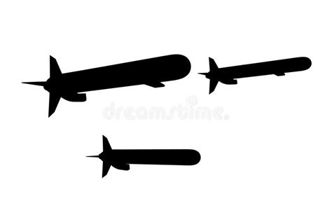 Three Tomahawk Cruise Missile Silhouettes Stock Vector Illustration