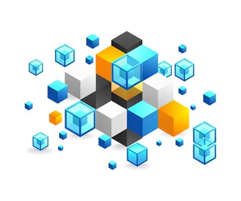 Premium Vector Flat Isometric 3d Illustration Blockchain Technology Concept Abstract Background