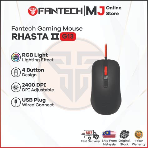 Fantech G13 Rhasta Ii Pro Gaming Mouse Rgb Lighting Effect Wired Gaming