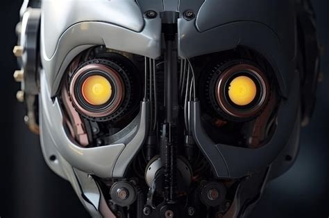 금속 부품이 노출된 휴머노이드 로봇의 초상화 Generative Ai 일러스트레이션 프리미엄 사진