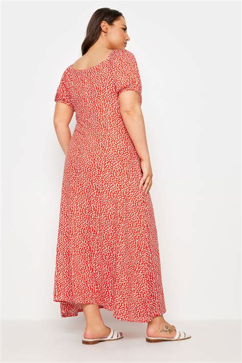 Yours Plus Size Red Ditsy Floral Print Wrap Dress Yours Clothing