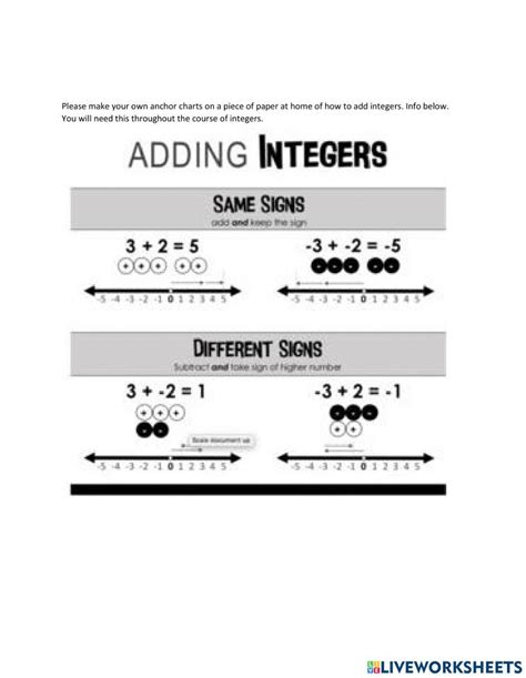 Integers Online Pdf Worksheet Live Worksheets