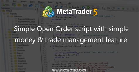Simple Open Order Script With Simple Money And Trade Management Feature