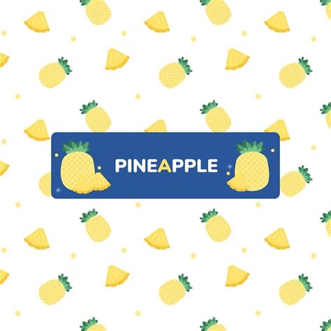 파인애플 원활한 패턴 배경 세트 프리미엄 벡터