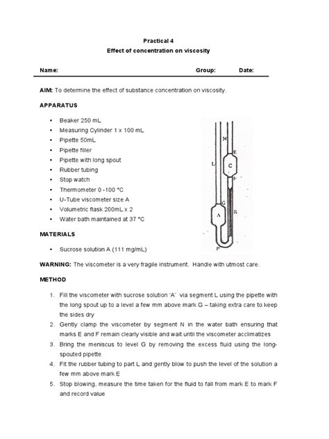 Practical 4 Effect Of Concentration On Viscosity Pdf Viscosity