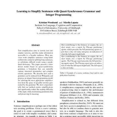 Learning To Simplify Sentences With Quasi Synchronous Grammar And