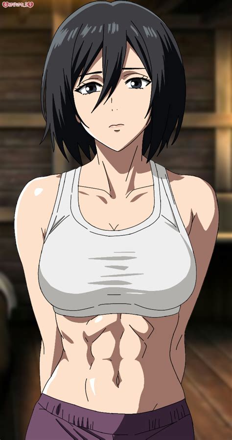 Darkuro Mikasa Ackerman Shingeki No Kyojin Highres Girl Abs Arms Behind Back Artist