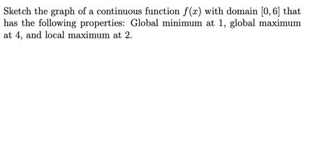 Solved Sketch The Graph Of A Continuous Function Fx With