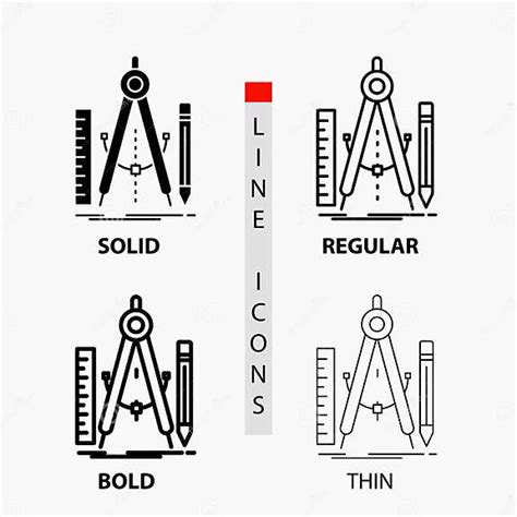 Build Design Geometry Math Tool Icon In Thin Regular Bold Line And Glyph Style Vector