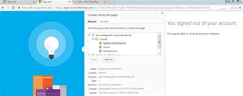 web api logout is not working in microsoft azure web app