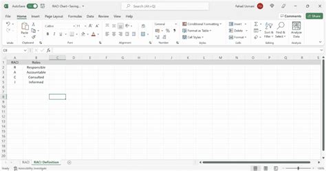 RACI Chart Or RASCI Chart Definition Example Excel Template